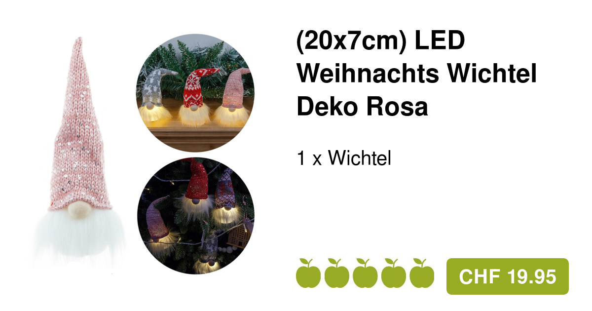 LED Weihnachts Wichtel Home Deko Leuchte Figur Rot