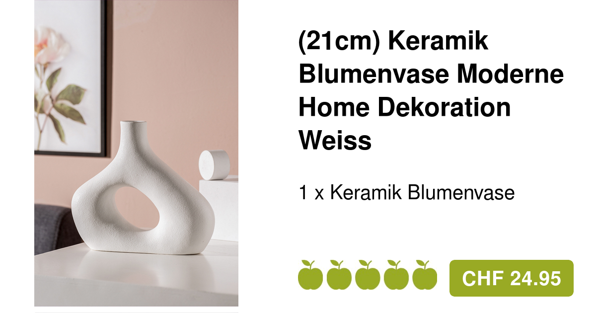 (21cm) Keramik Blumenvase Moderne Home Deko Weiss