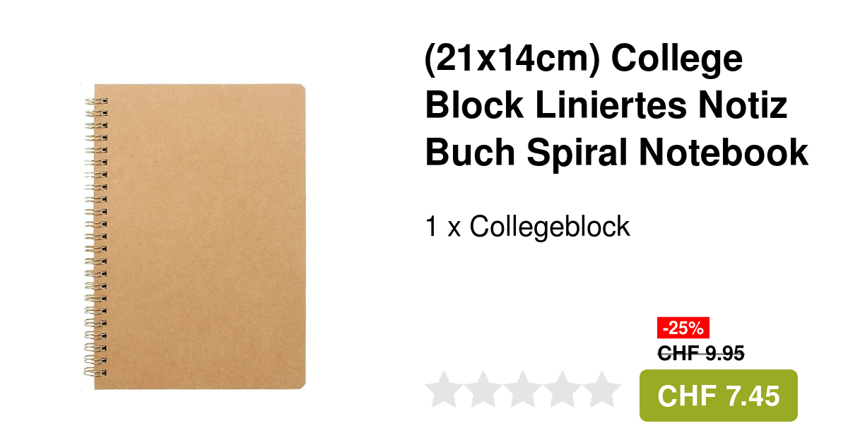 College Block Liniertes Notiz Buch Spiral Notebook