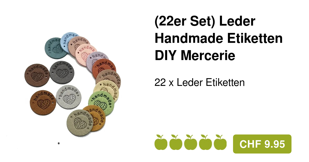 (22er Set) Leder Etiketten Handmade Bastel Mercerie