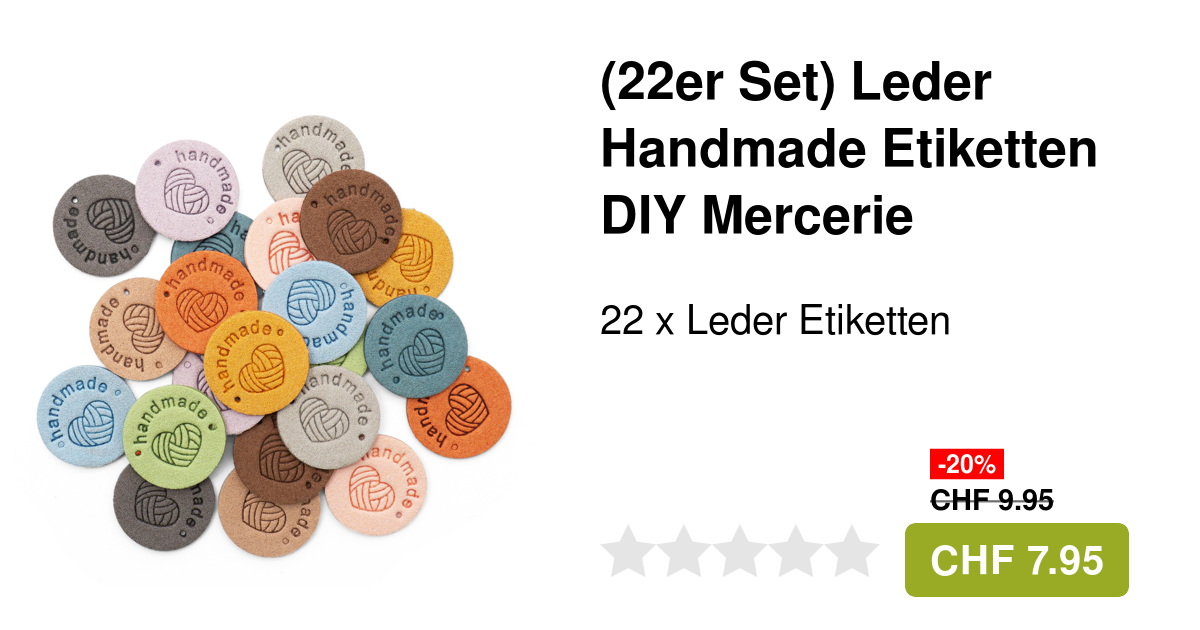 (22er Set) Leder Etiketten Handmade Bastel Mercerie
