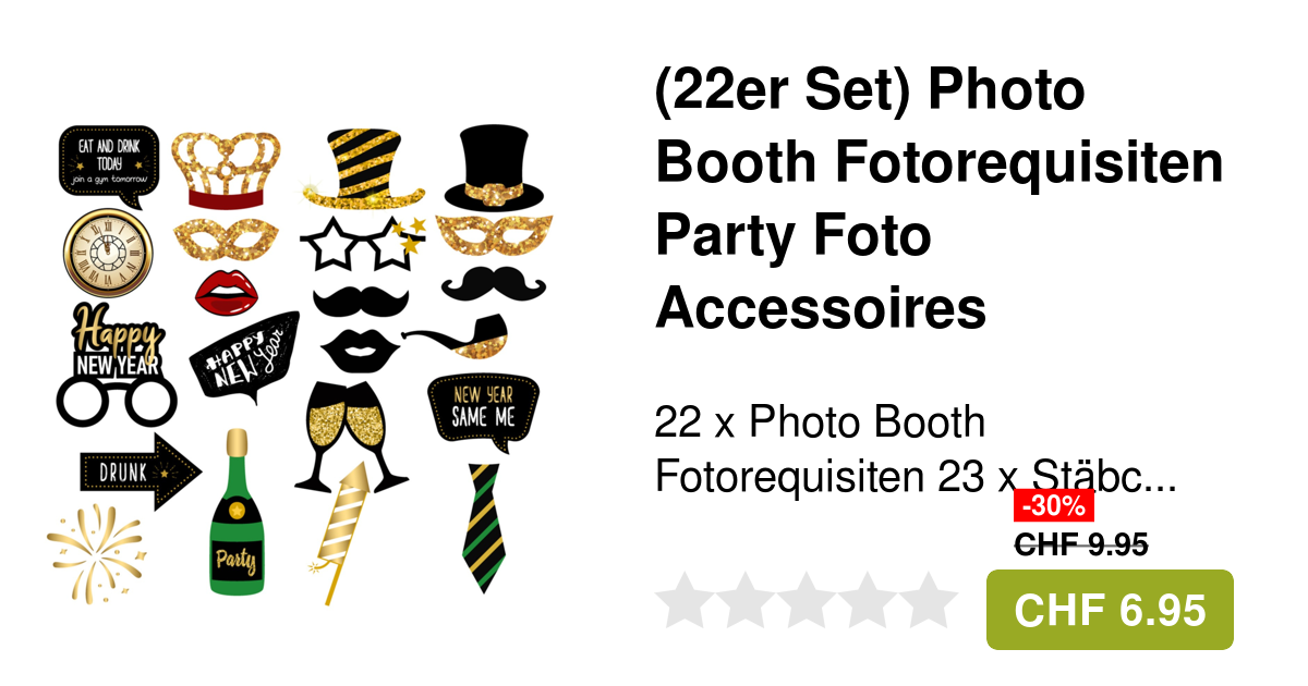 (22er Set) Photo Booth Foto Requisiten Silvester