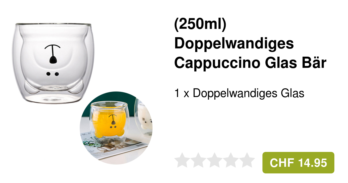 250ml Doppelwandige Tasse Cappuccino Glas Bär