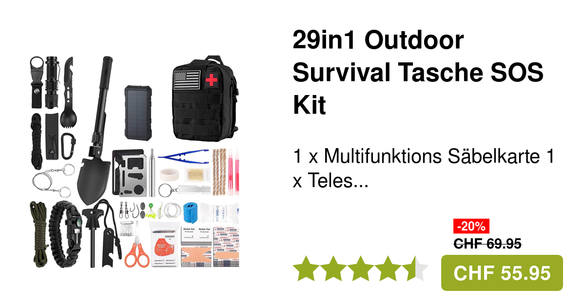 29in1 Outdoor Survival Tasche SOS Kit