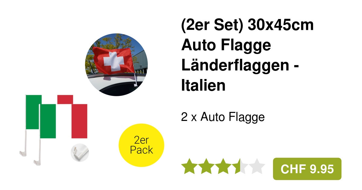 2er Set Auto Flagge Länderflaggen Autofahne Italien