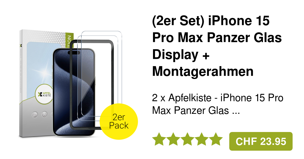 Apfelkiste iPhone 15 Pro Max Glas Case Friendly