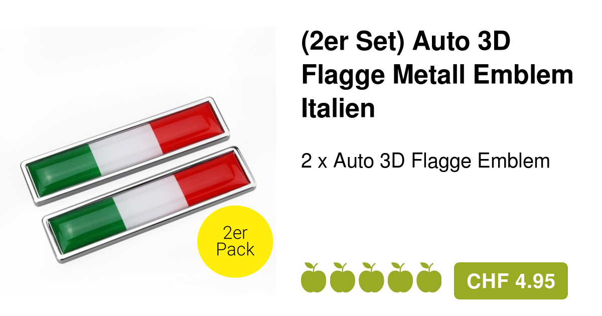 (2er Set) Auto 3D Flagge Metall Emblem Italien