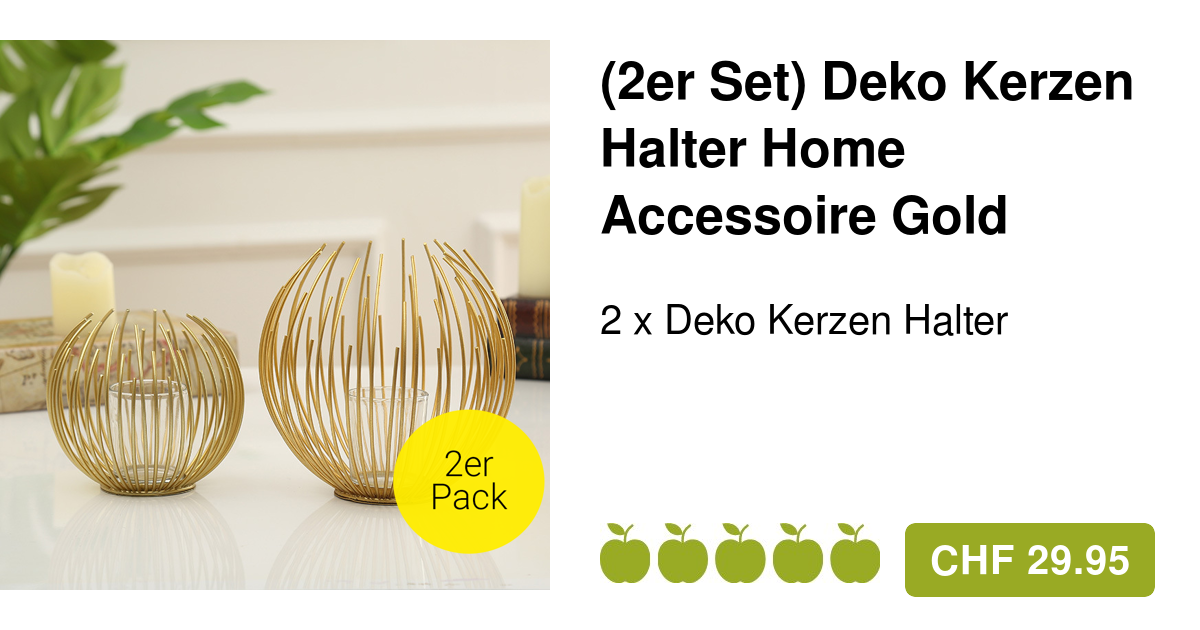 (2er Set) Deko Kerzen Halter Home Accessoire Gold | Apfelkiste.ch