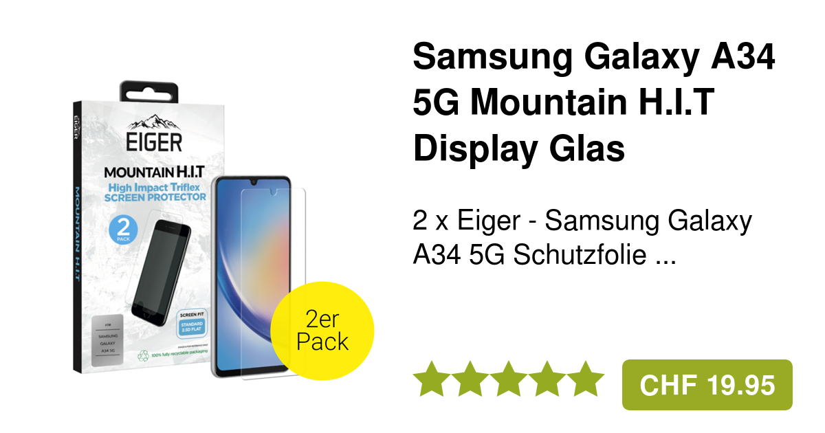 Eiger Galaxy A34 5G Mountain H.I.T Folie compatible avec coque