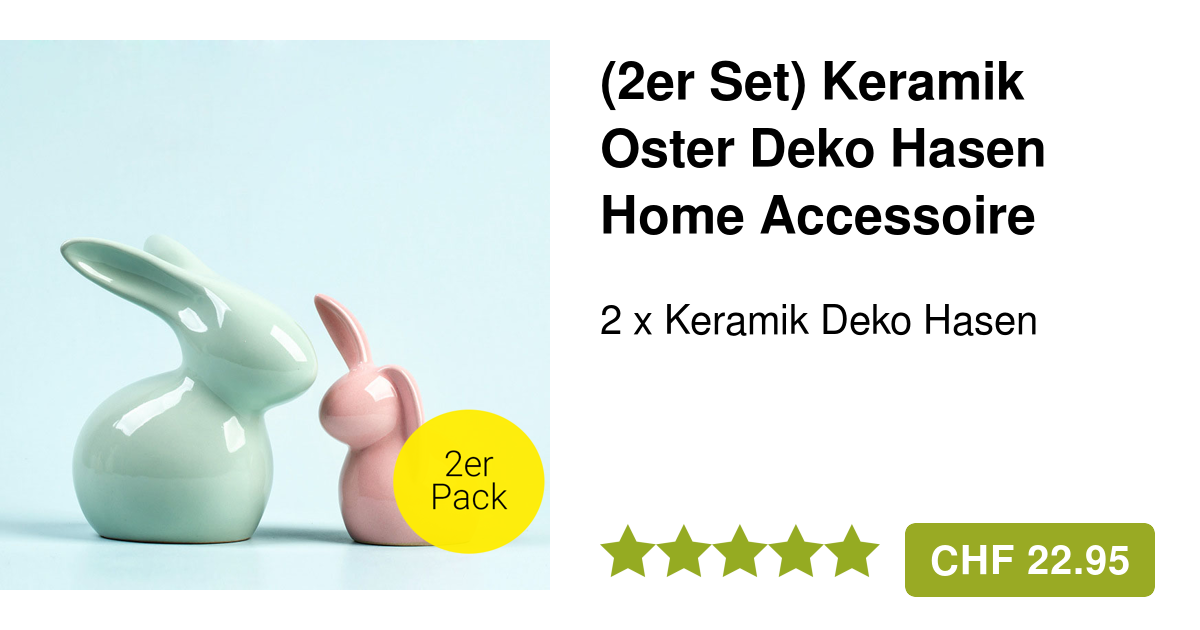 2er Set Keramik Oster Deko Hasen Deko Rosa Mint