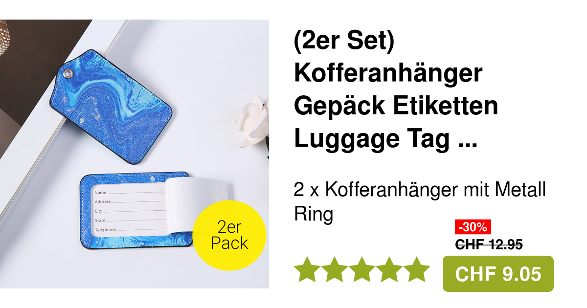 (2er Set) Kofferanhänger Gepäck Etiketten Dunkelblau