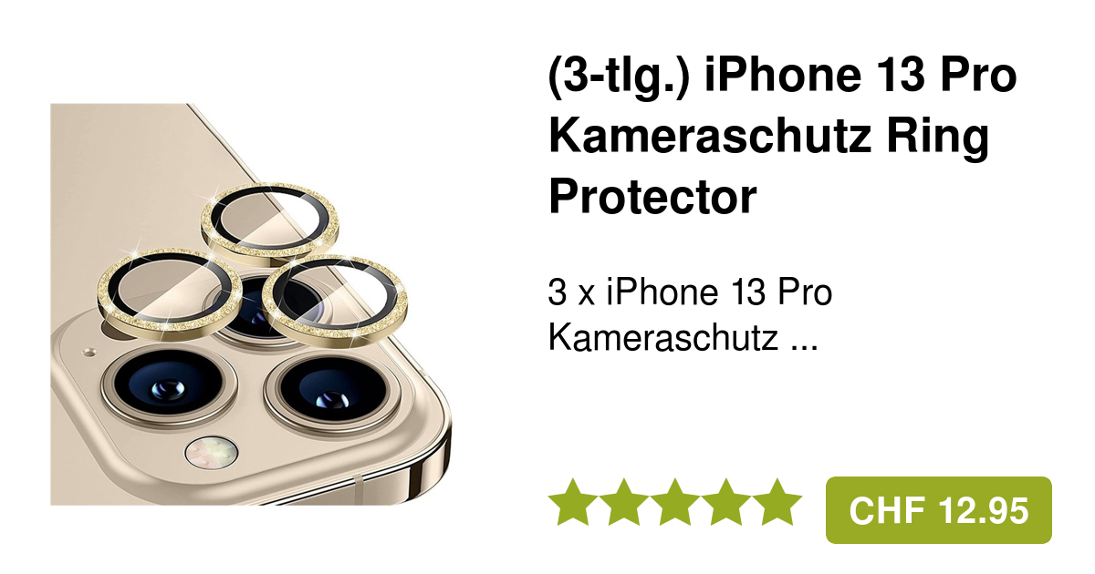 iPhone 13 Pro Kameraschutz Ring Abdeckung Glitzer Gold