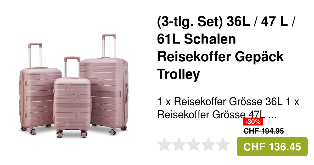 (3-tlg. Set) Schalen Reisekoffer Gepäck Trolley Rosa