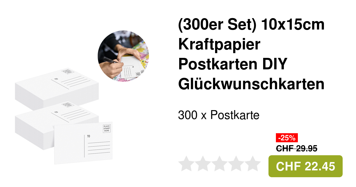 300er Set 10x15cm Kraftpapier Postkarten DIY Weiss