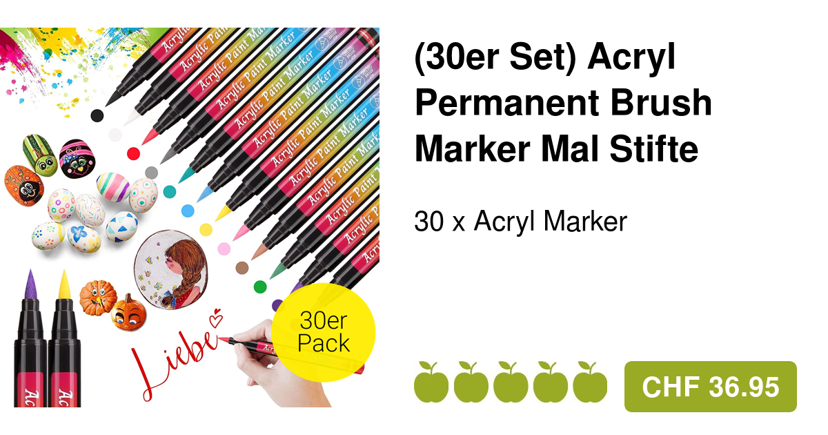 (30er Set) Acryl Permanent Brush Marker Lack Stifte