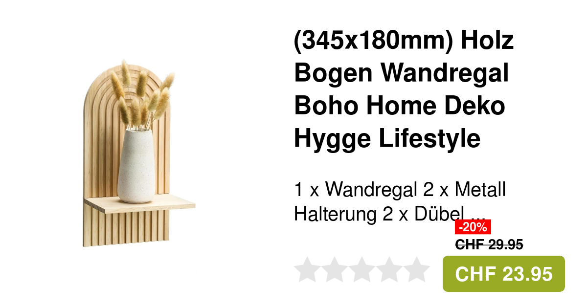 345x180mm Holz Bogen Wandregal Boho Home Deko Regal
