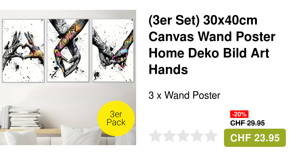(3er Set) 30x40cm Canvas Wand Poster Home Deko Bild