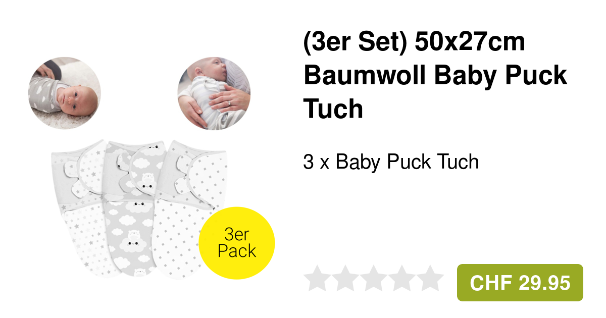 (3er Set) 50x27cm Baumwoll Baby Puck Tuch Quadrate