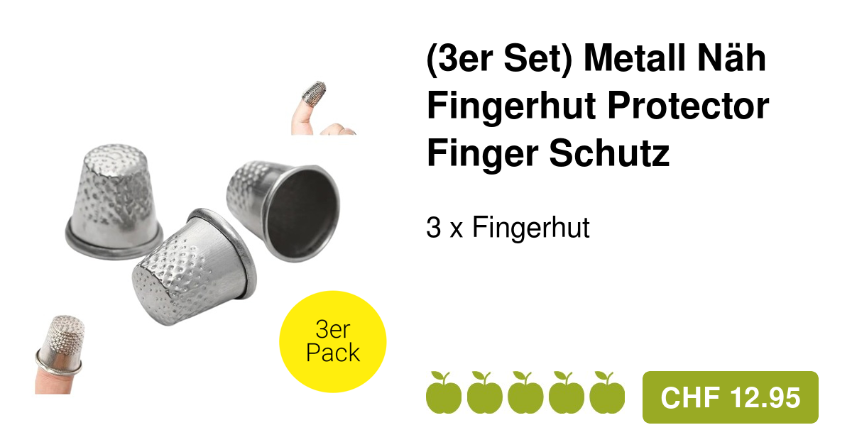 3er Set Metall Näh Fingerhut Protector Finger Schutz