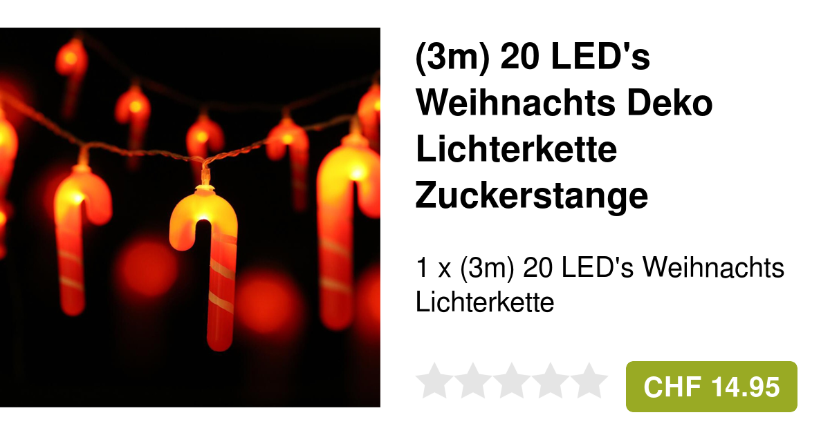 (3m) LED Deko Lichterkette Zuckerstangen Warmweiss
