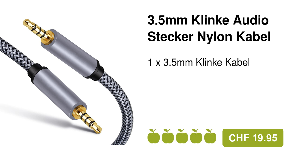 (3M) Câble audio jack 3.5mm AUX en nylon - Noir