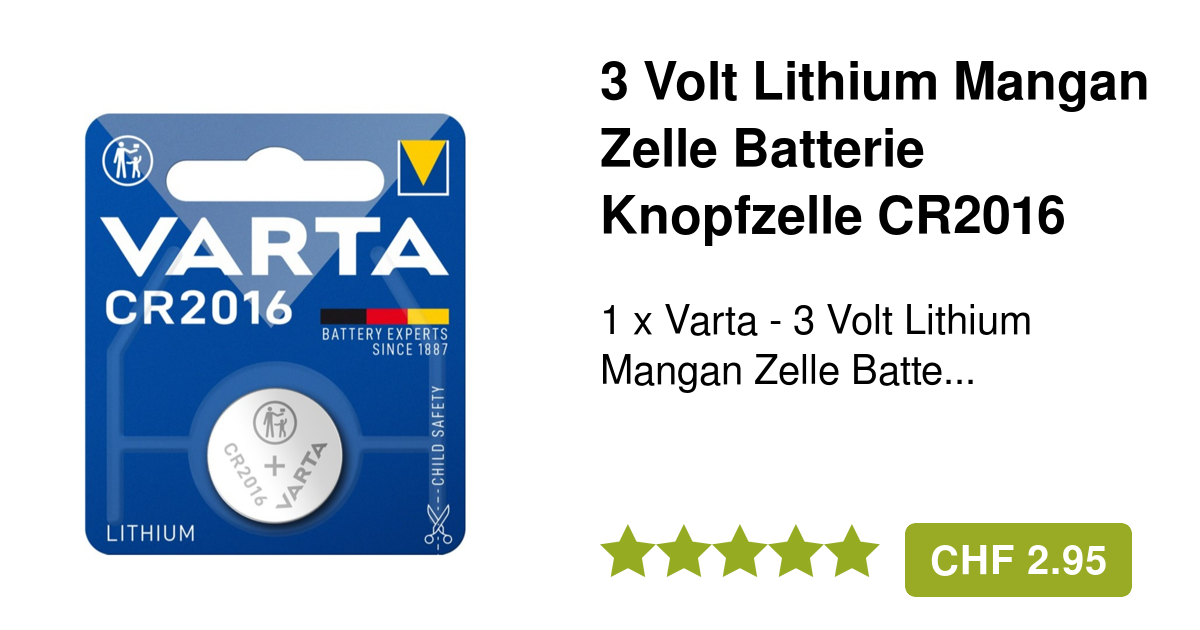 Varta Pile bouton au lithium 3V CR2016 90mAh