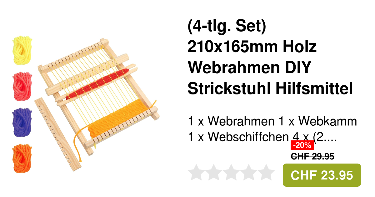 4-tlg. Set 210x165mm Holz Webrahmen DIY Strickstuhl