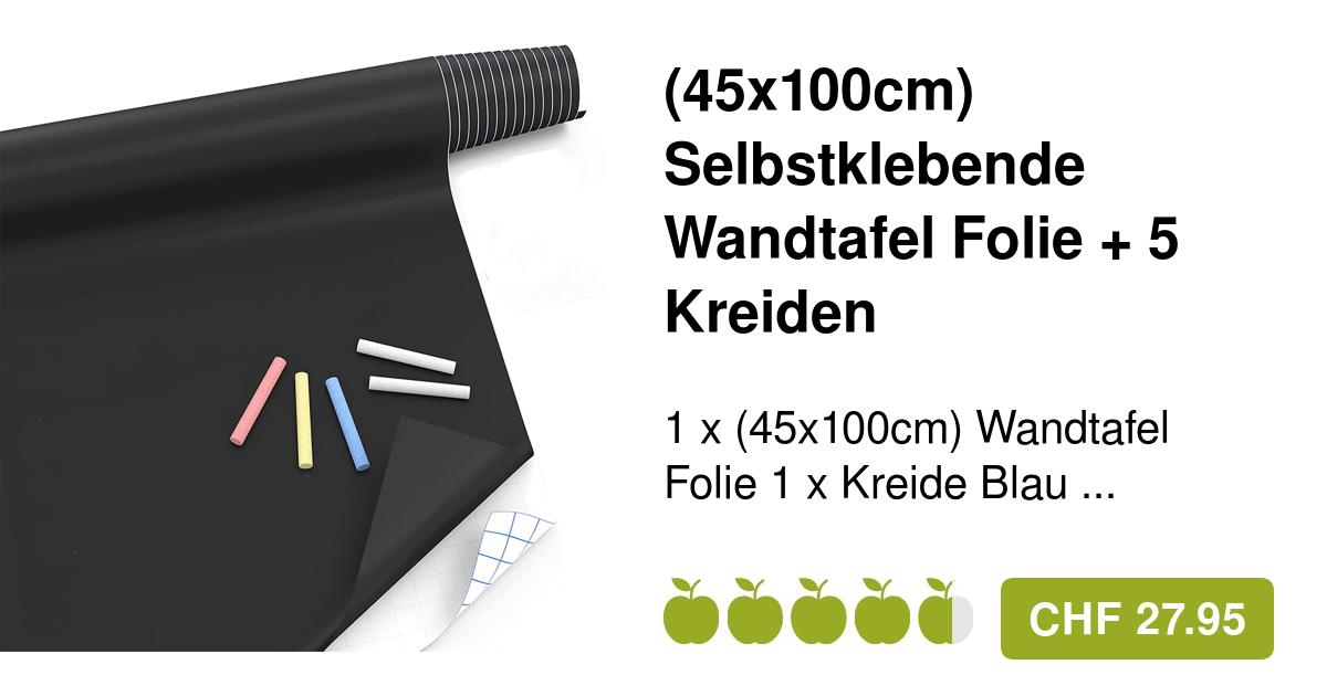 (45x100cm) Selbstklebende Wandtafel Folie + 5 Kreiden