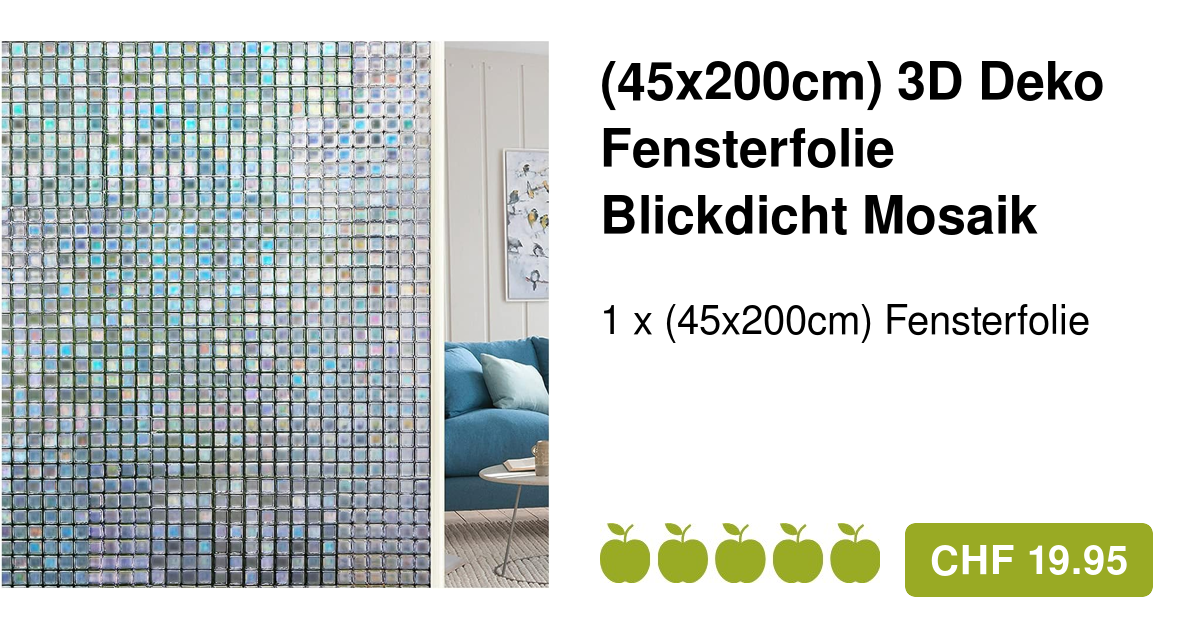 (45x200cm) 3D Deko Fensterfolie Sichtschutz Mosaik