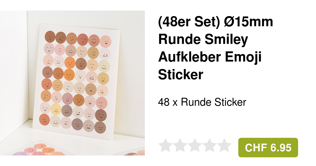 (48er Set) Smiley Aufkleber Emoji Sticker Brauntöne