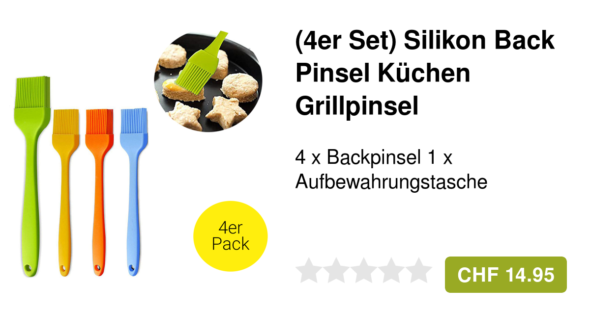 (4er Set) Silikon Back Pinsel Küchen Grillpinsel