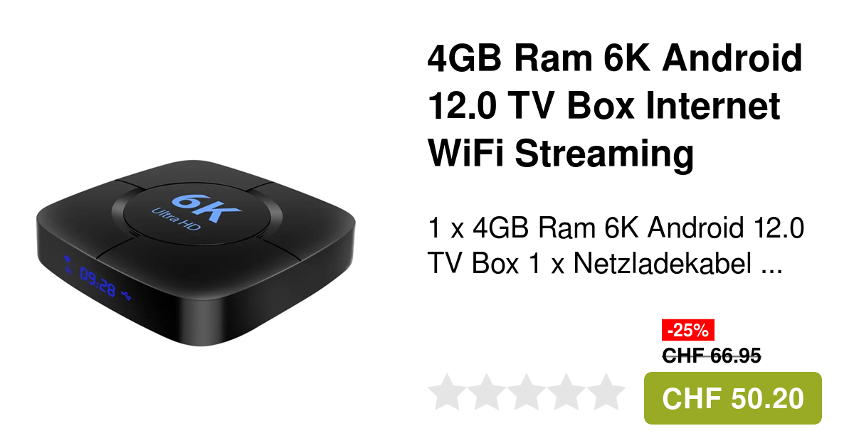 Android 12.0 TV Box 6K HDMI WiFi Streaming 4GB + 32GB