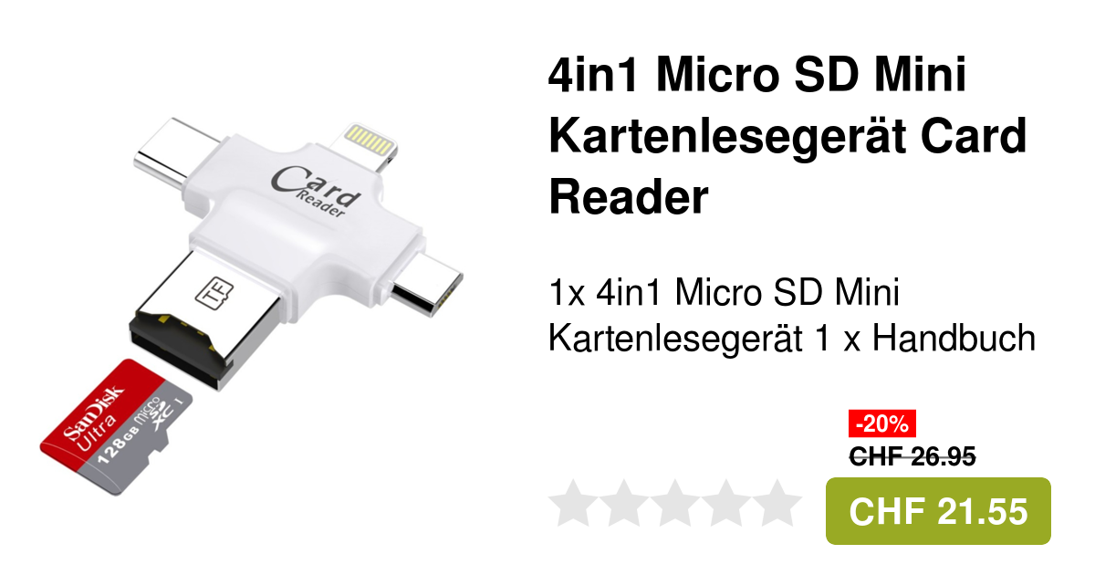 Micro SD Kartenlesegerät Lightning/Micro USB/USB C/A