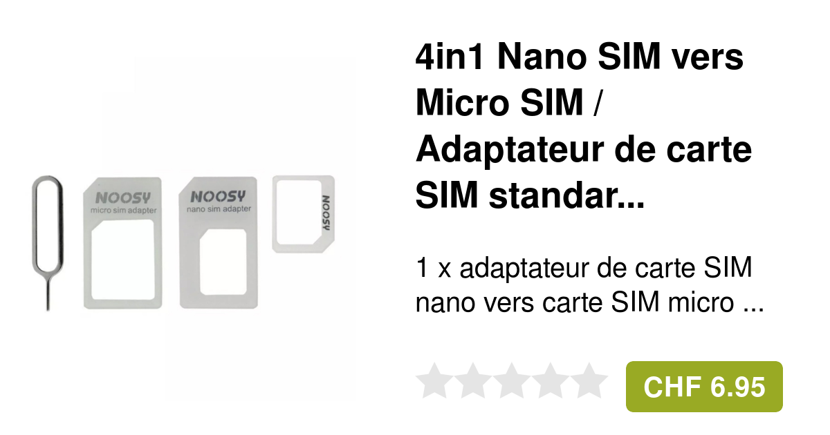 adaptateur de carte SIM 4en1 Nano SIM / Micro SIM / Standard SIM