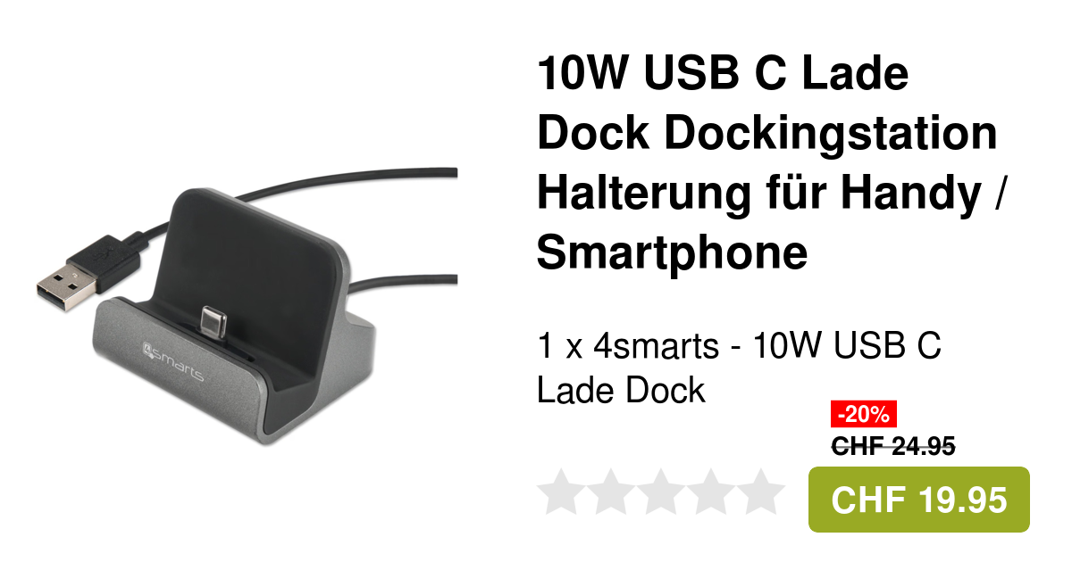4smarts 10W USB C Lade Dock Dockingstation Silber