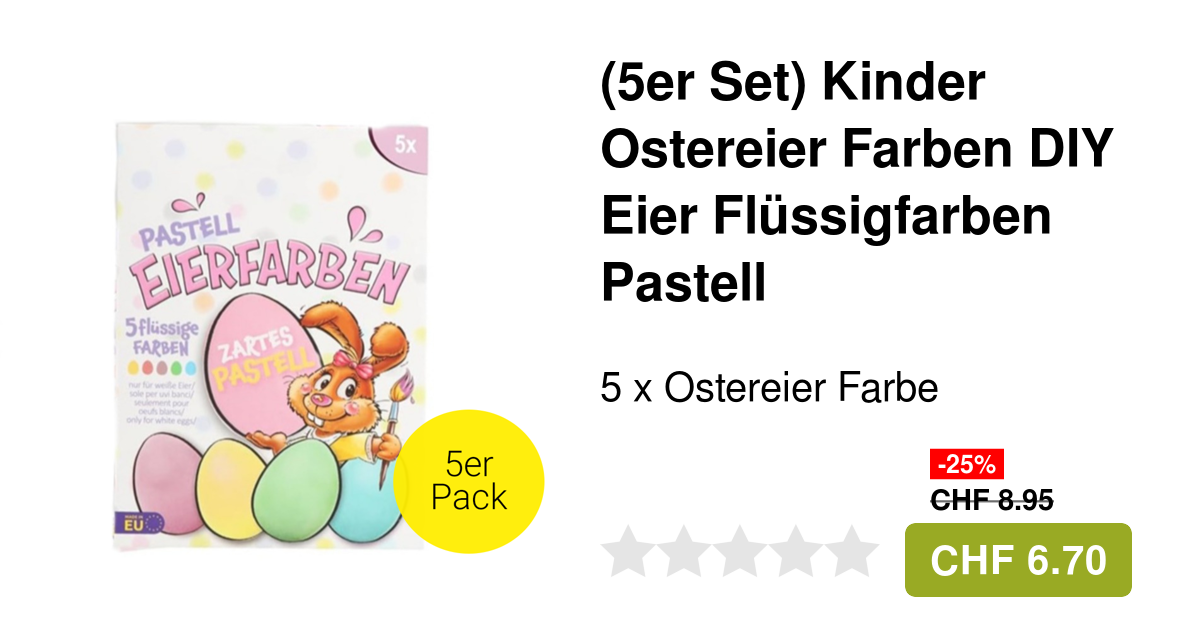 5er Set Kinder Ostereier Farben Flüssigfarben Pastell