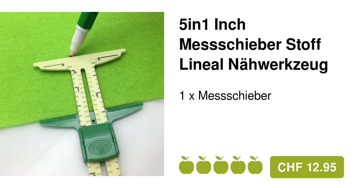 5in1 Inch Messschieber Lineal Nähwerkzeug Massstab