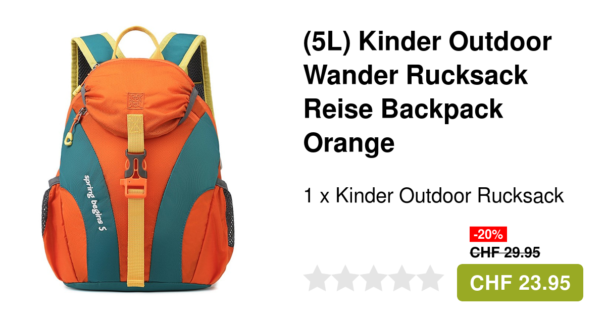 (5L) Kinder Outdoor Rucksack Reise Backpack Orange