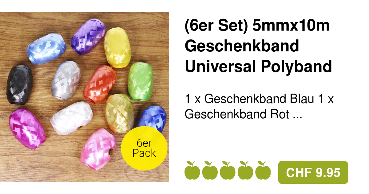 (6er Set) 5mmx10m Geschenkband Universal Polyband