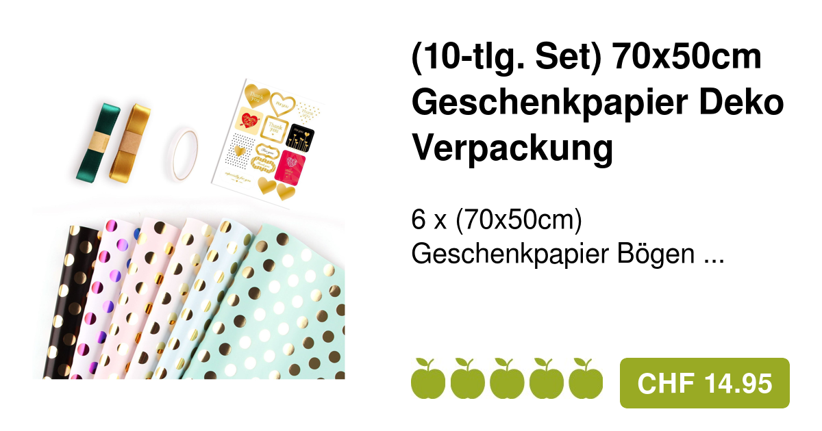 Geschenkpapier Deko Verpackung + Satin Band / Sticker