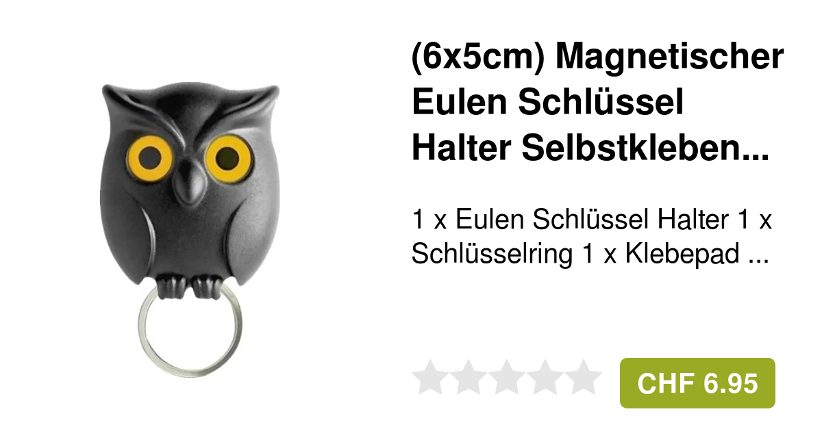 (6x5cm) Magnetischer Eulen Schlüssel Halter Schwarz