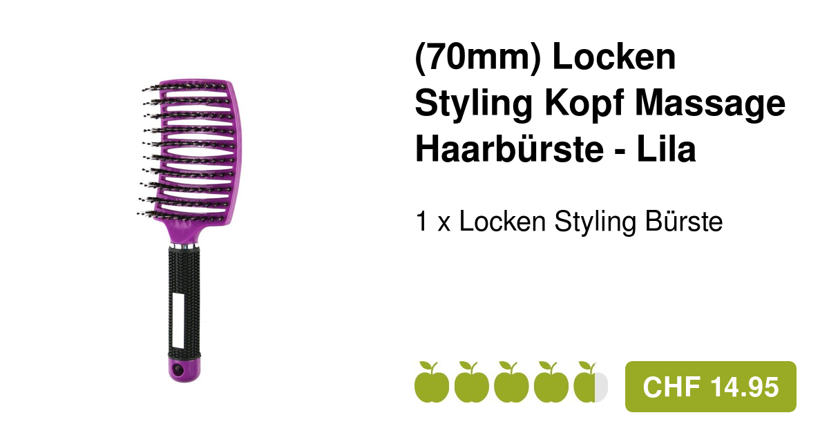 (70mm) Locken Styling Kopf Massage Haarbürste - Lila