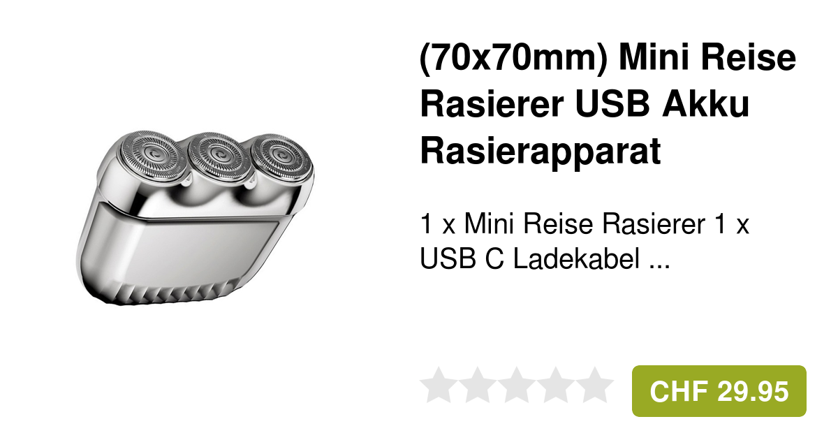 (70x70mm) Mini Reise Rasierer USB Rasierapparat
