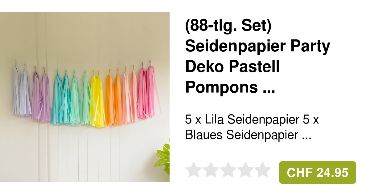 88-tlg. Set Seidenpapier Party Deko Pastell Pompons