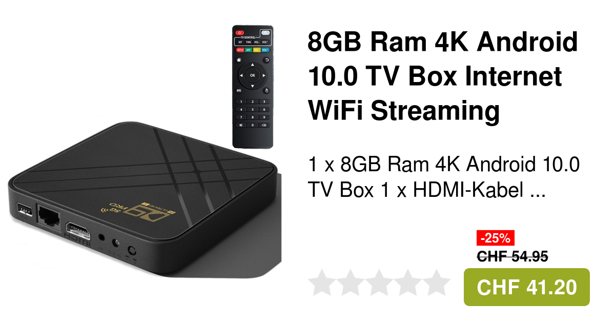Android 10.0 TV Box 4K HDMI WiFi Streaming 8GB RAM