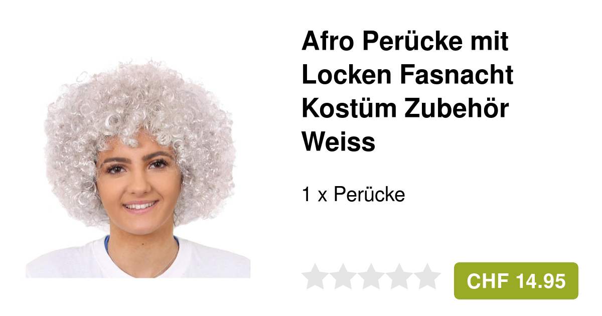 Afro Perücke Locken Kostüm Party Accessoire Weiss
