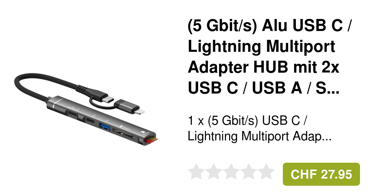 (5 Gbit/s) Multiport USB C / Lightning avec USB A / SD