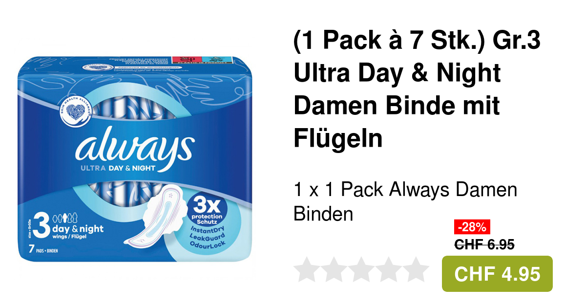 Always Gr.3 Ultra Day & Night Damen Binde mit Flügeln