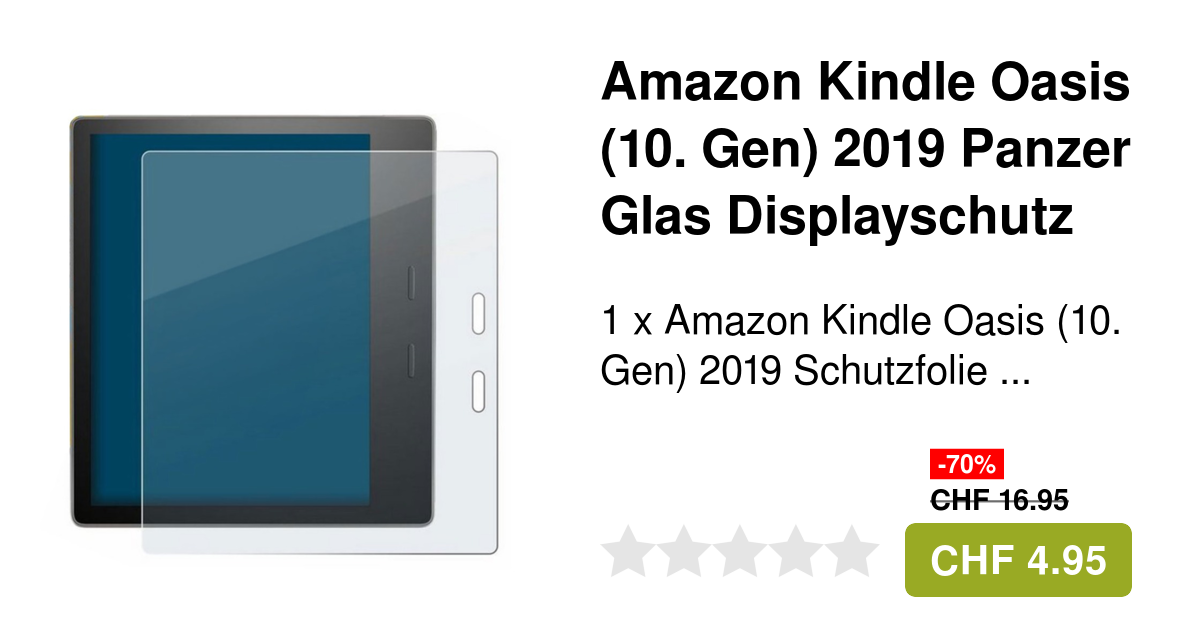 Amazon Kindle Oasis (2019) Panzer Glas Case Friendly