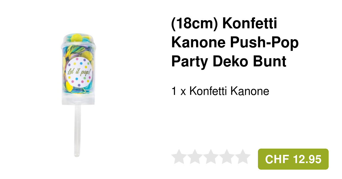 Amscan Konfetti Kanone Push-Pop Party Deko Bunt